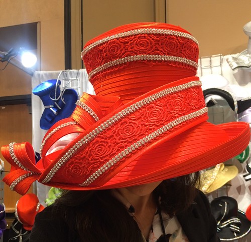 NEW Charm NY Red RHINESTONE Wide Brim HAT CHURCH BLING COGIC DERBY | eBay