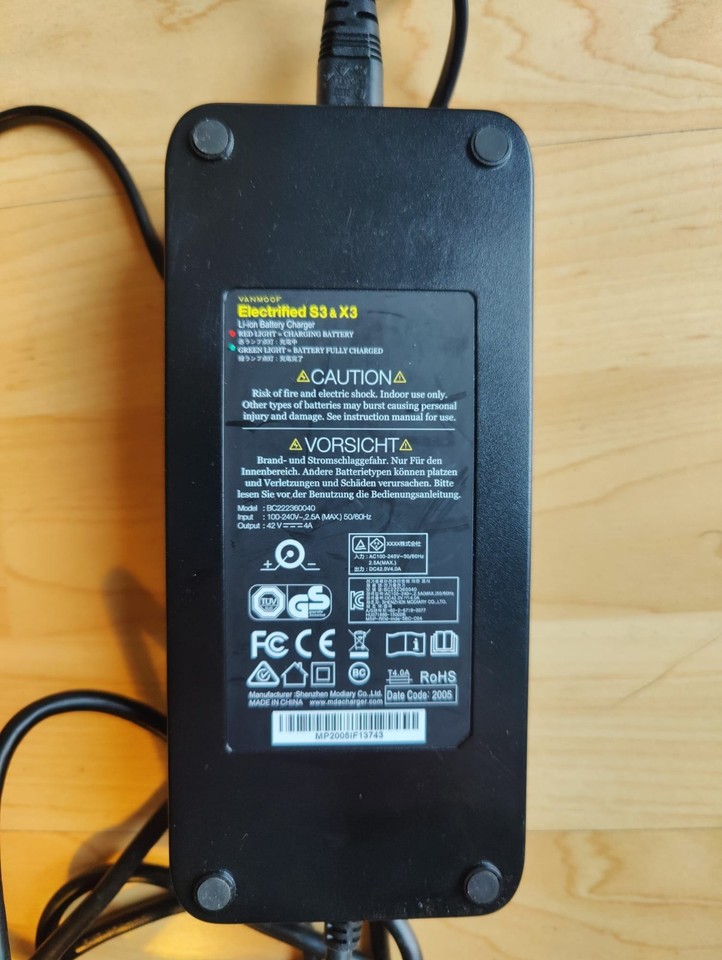 Genuine VanMoof OEM S3/X3 Battery Charger UK Plug | eBay UK