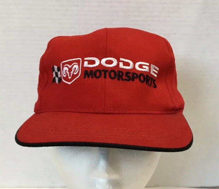 Dodge Motorsports Ram Trucker Cap Red Adjustable Hat Race Checker Flag ...