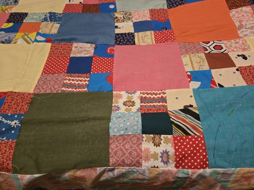 Patchwork Quilt Top Unfinished 76" X 92" Machine Sewn Estate Sale | eBay