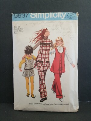 Vintage Simplicity 9537 Girls Jumper 3 Necklines Pants Child 10 CUT ...