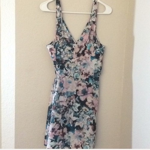 Floral watercolored printed jaw-string flowy dress | eBay