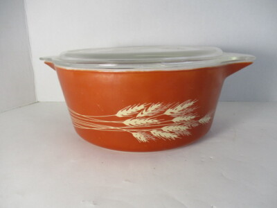 PYREX 475-B Autumn Harvest Wheat 2.5 Qt Bowl, Casserole, Clear Lid ...