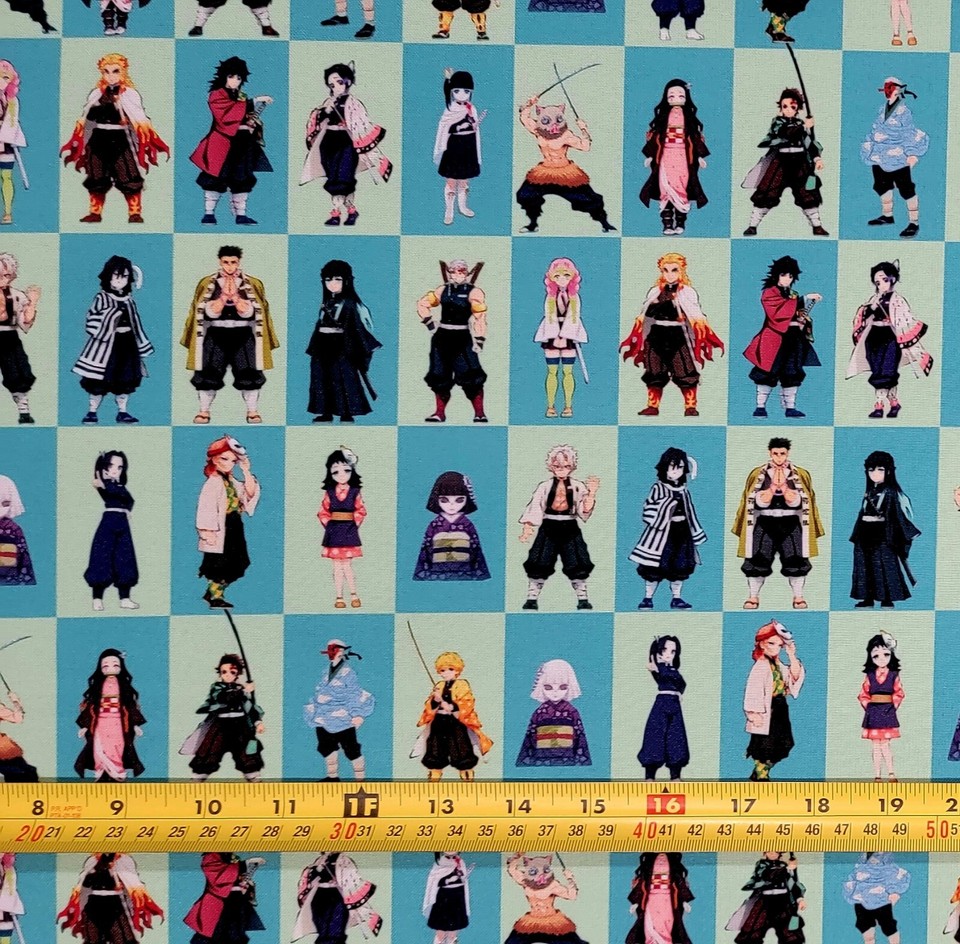 DEMON SLAYER ANIME CHECKERED BLUE FABRIC ( HALF YARD OR 1 YARD) | eBay