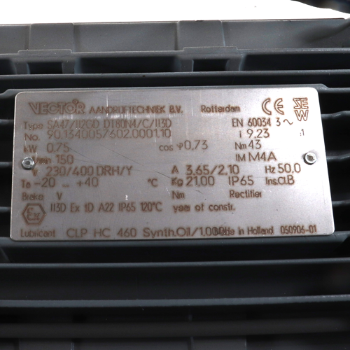 SA47/II2GDDT80N4CII3D Vector 4P 0,75kW 230/400V i=9 AL | eBay