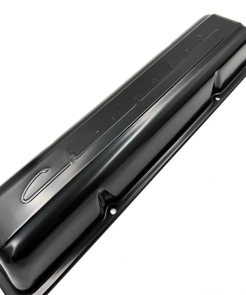 Black "Chevrolet" Script Steel Valve Covers For Small Block Chevy - No ...