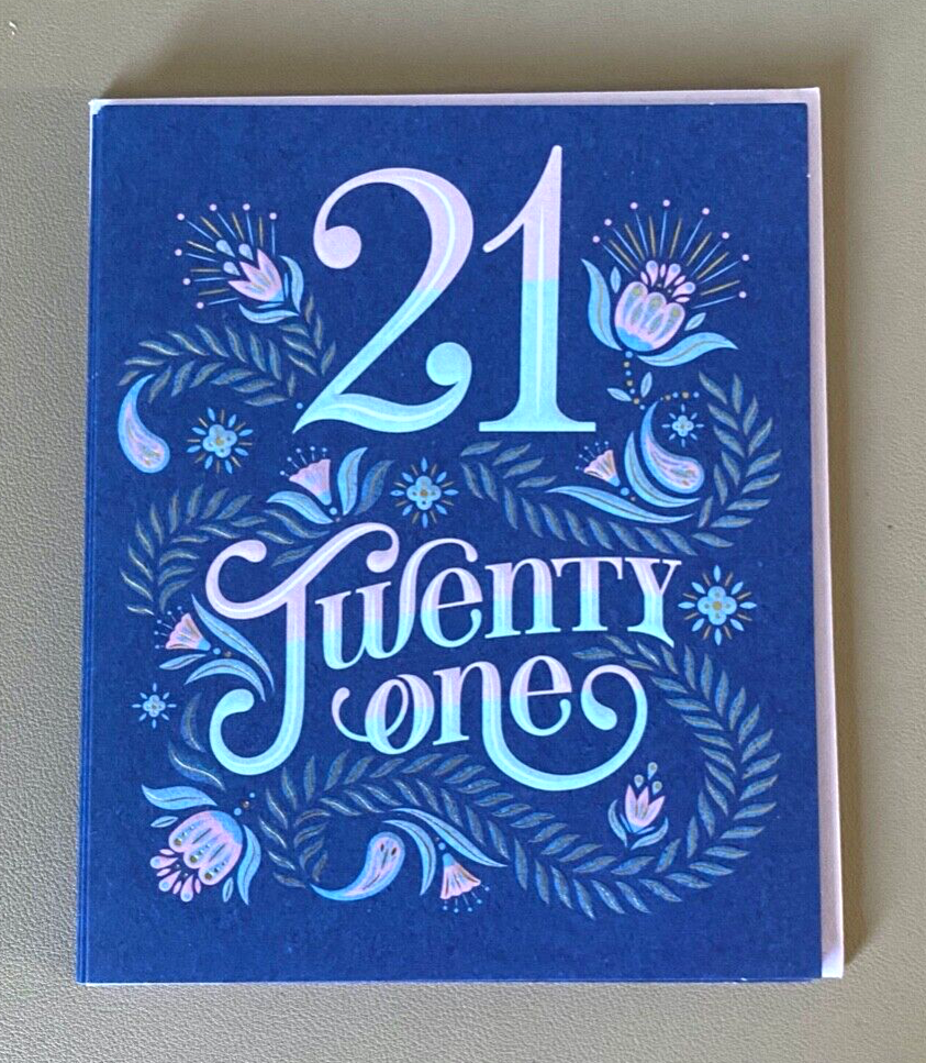"21 Twenty One" Nordic Inspired Floral Embossed Birthday Card by Simson ...