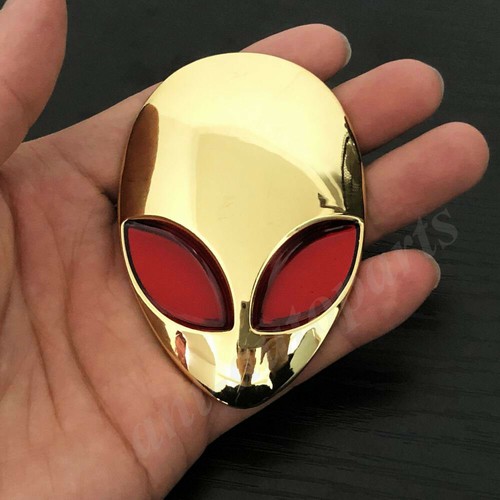3D Big Golden Metal Alienware Alien UFO Car Trunk Emblem Badge Decal ...
