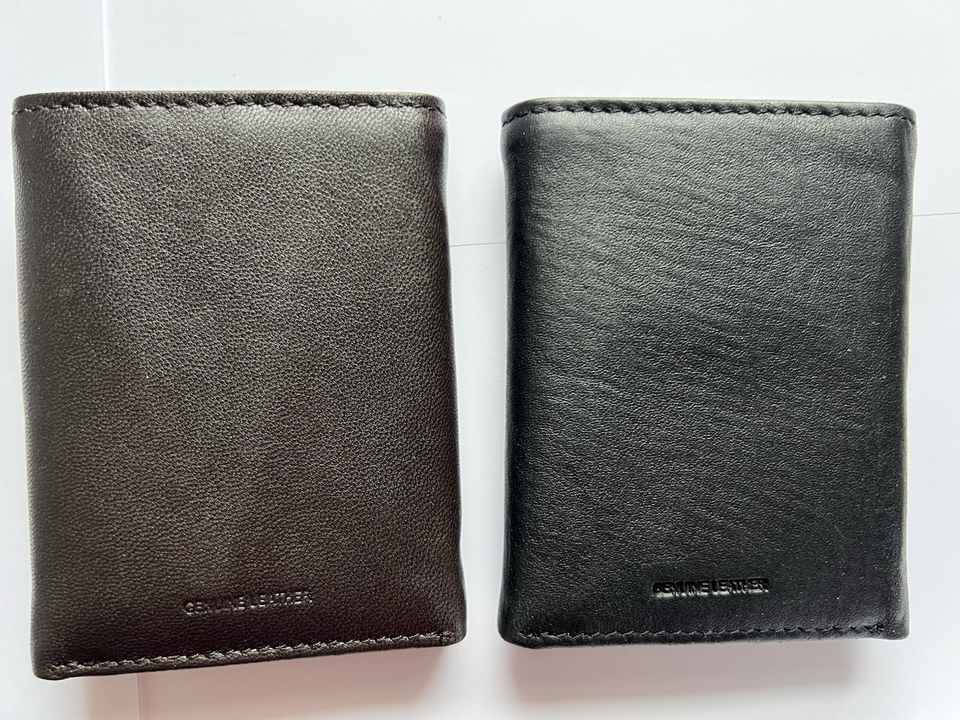 New Mens Genuine Leather Trifold Wallet 3 ID Window Credit Card Holder ...