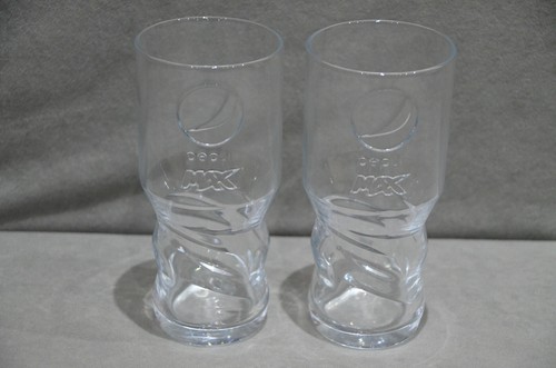 2x Pepsi Max Glass 16oz 450ml Hi Ball Tumbler Embossed Logo Toughened ...