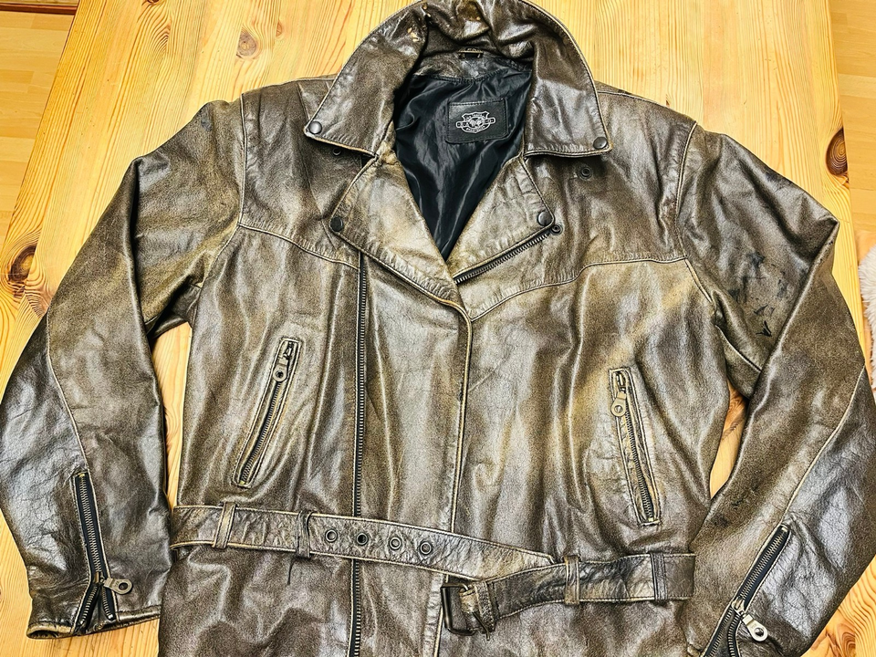 true vintage 80èr US-BikerLederjacke L Chopper Bobber Cruiser CafeRacer ...