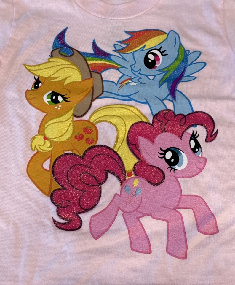 My Little Pony Tee Size 2T Pinkie Pie Apple Jack Rainbow Dash Glitter ...