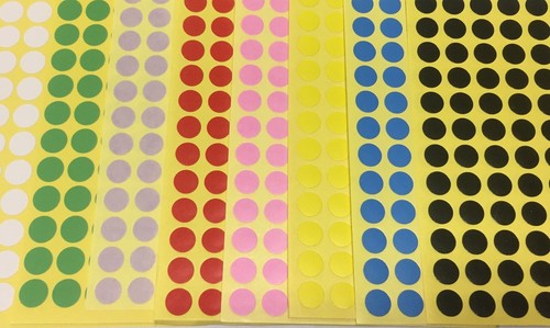 10-11mm Coloured Dots Round Stickers Sticky Adhesive Spot Circle x5 x10 ...