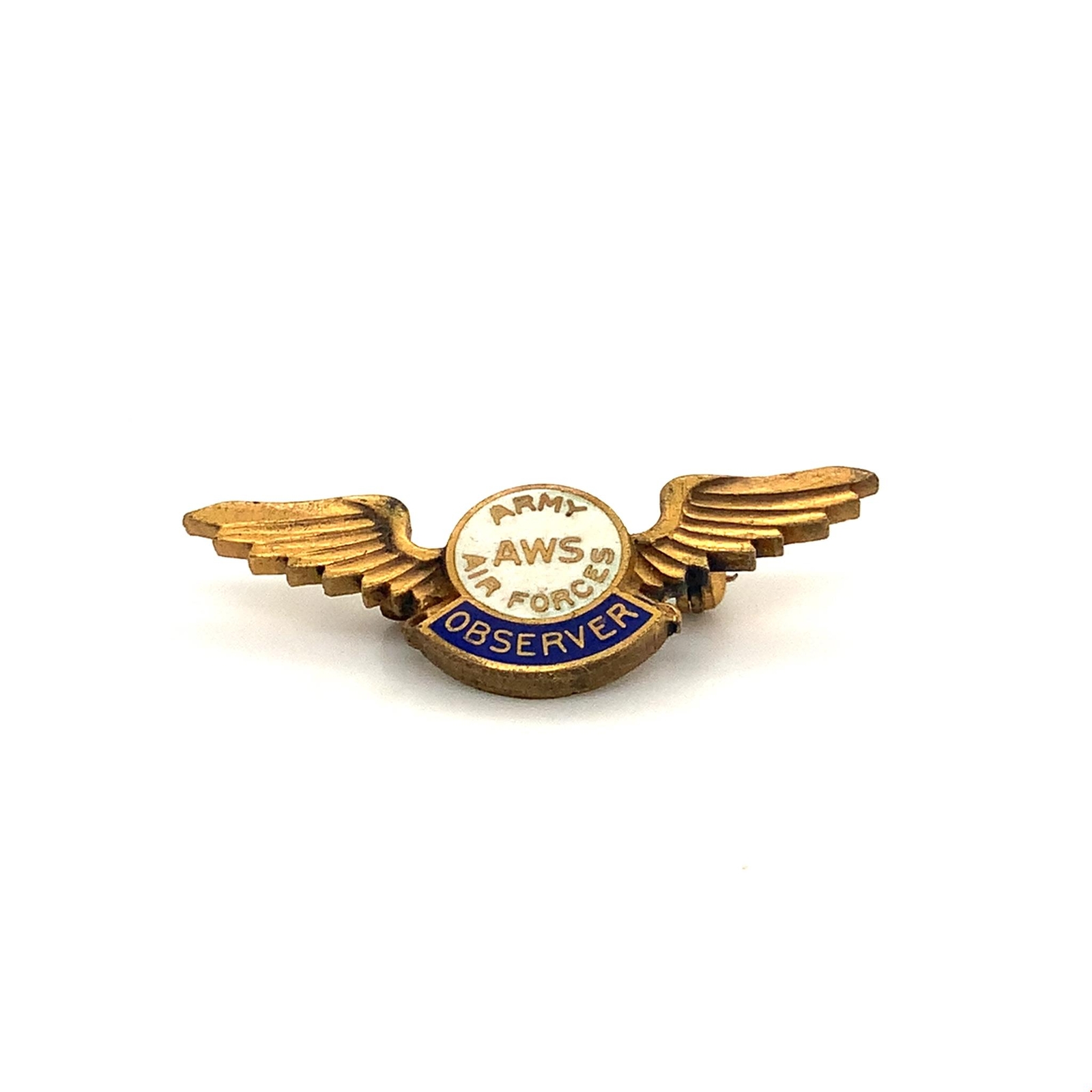 Antique Signed Sterling Gold Tone Enamel AWS army Air… - Gem