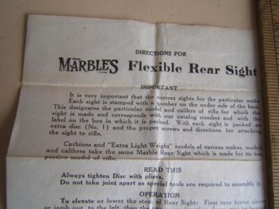 VINTAGE MARBLES FLEXIBLE REAR SIGHT DIRECTIONS | eBay