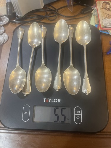 6 Sterling Wallace Spoons- 5.5 Ozs Total-no Monogram- Grand Colonial ...