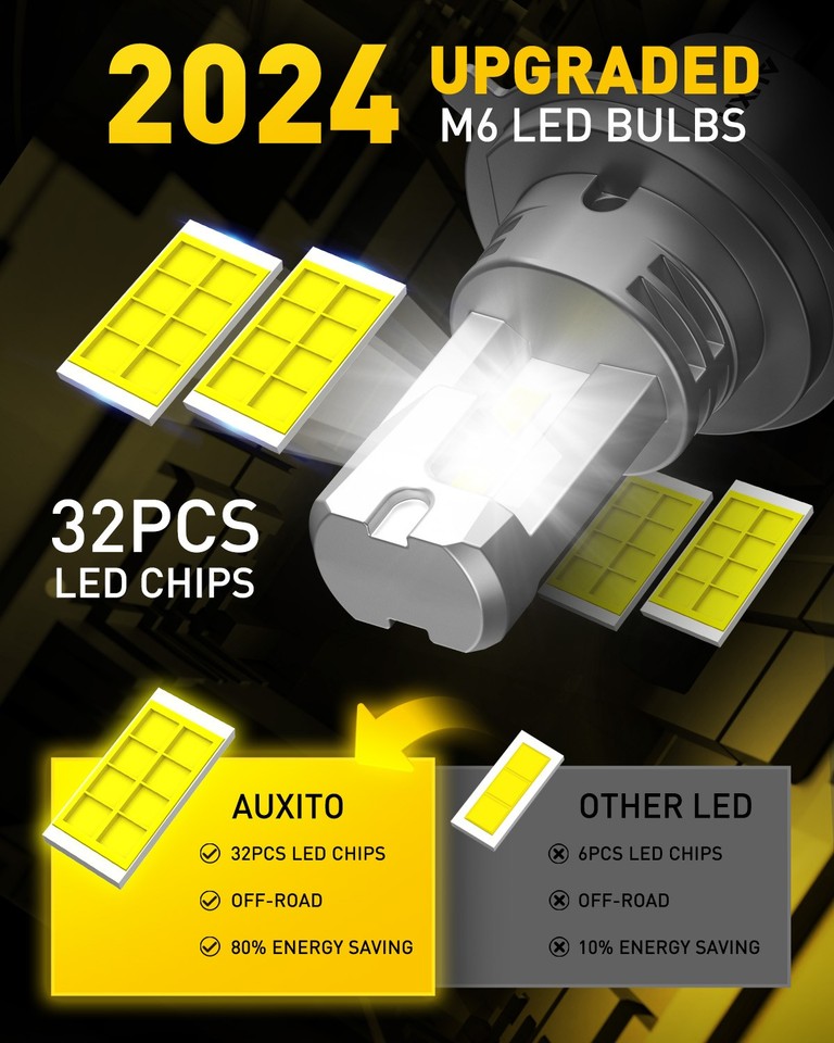 2 Sides 9003 HB2 H4 LED Headlight Bulbs Kit High Low Dual Beam 6500K ...