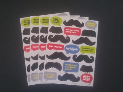Mustache Motivational Stickers Count Of 4 Sheets | eBay
