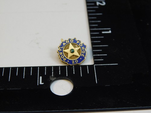PORTLAND FORGE 20 YEAR SERVICE AWARD PIN 1/10 10K G.F. INDIANA BUILDING ...