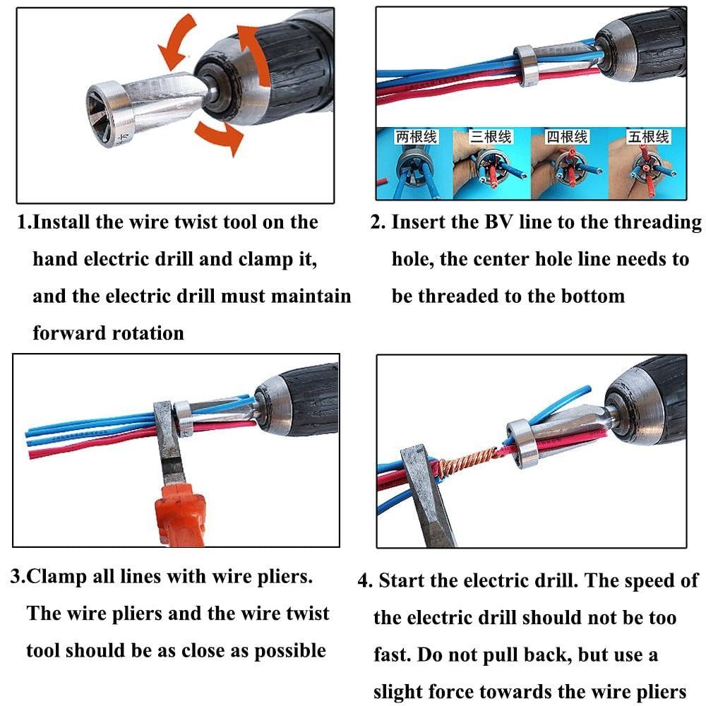 1/2pcs 2-5 Way Electrical Cable Wire Stripper Spin Twisting Power Drill ...