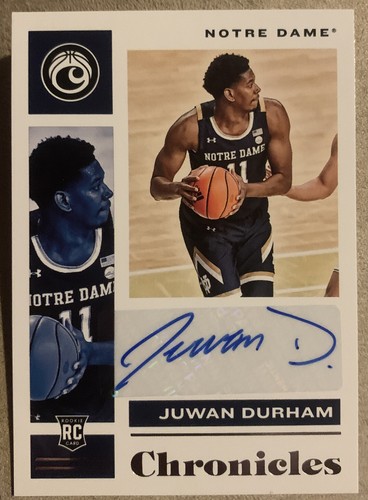 Juwan Durham Notre Dame Basketball Panini Autograph Rookie Card auto ...