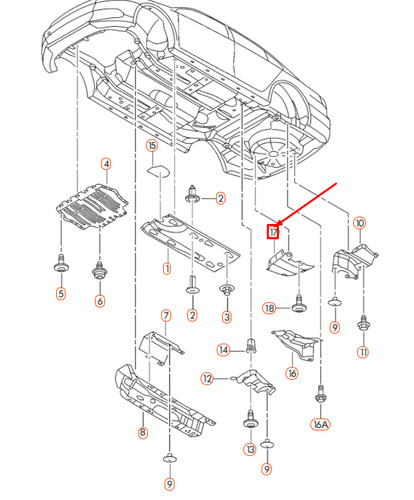 VOLKSWAGEN JETTA A6 REAR RIGHT UNDERBODY TRIM PANEL 5C6825205 NO DUTY ...