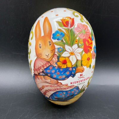 German Paper Easter Egg Candy Container Bunny Rabbit Flowers ...