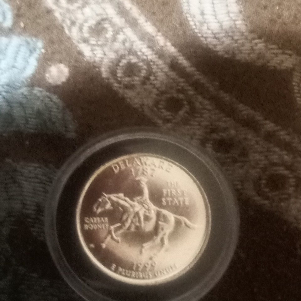 RARE 1787 1999 “P” Delaware FIRST STATE QUARTER DOLLAR Coin W/ Caesar ...