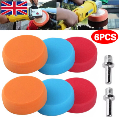 6pc 150mm Car Polishing Heads Mop Pads Sponge Soft Foam-Buffing With ...