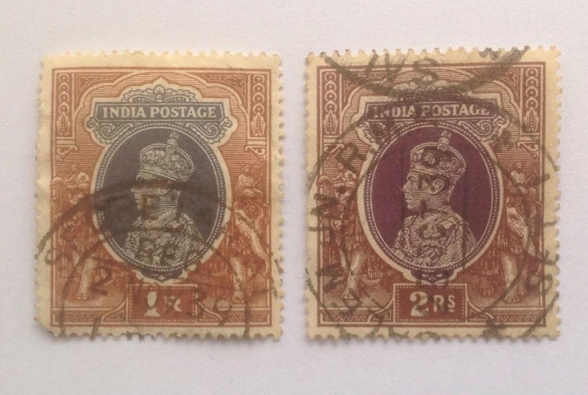 2 x India Postage Stamps - 1R & 2Rs - George VI, 1939 | eBay UK