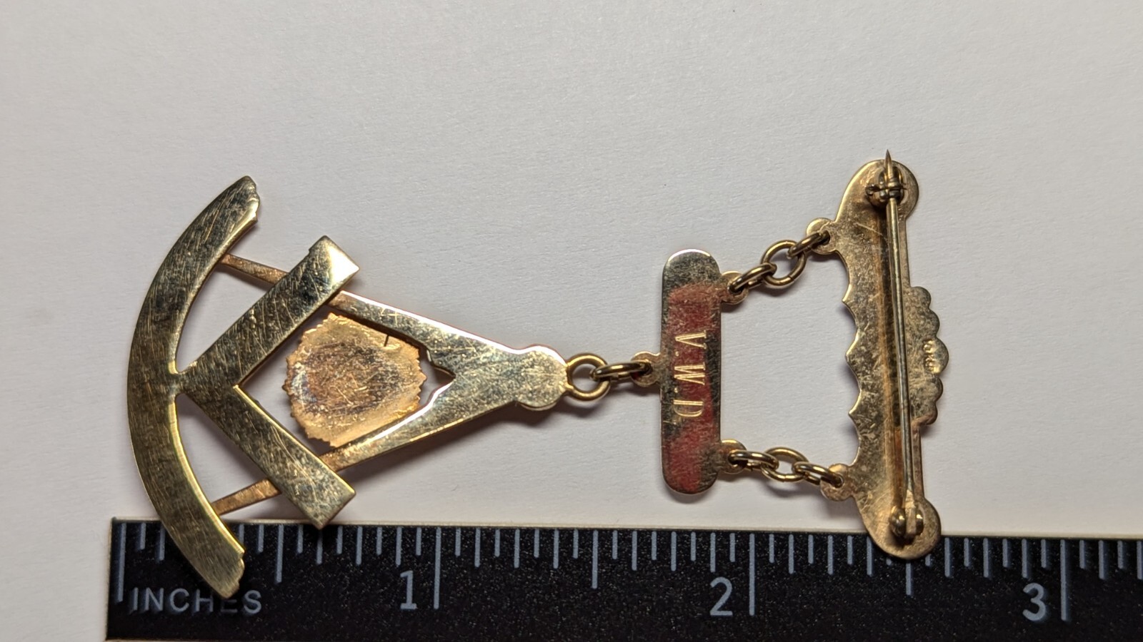 MASONIC 10K SOLID YELLOW GOLD RULER COMPASS MEDAL BADGE PIN BINGHAM ...