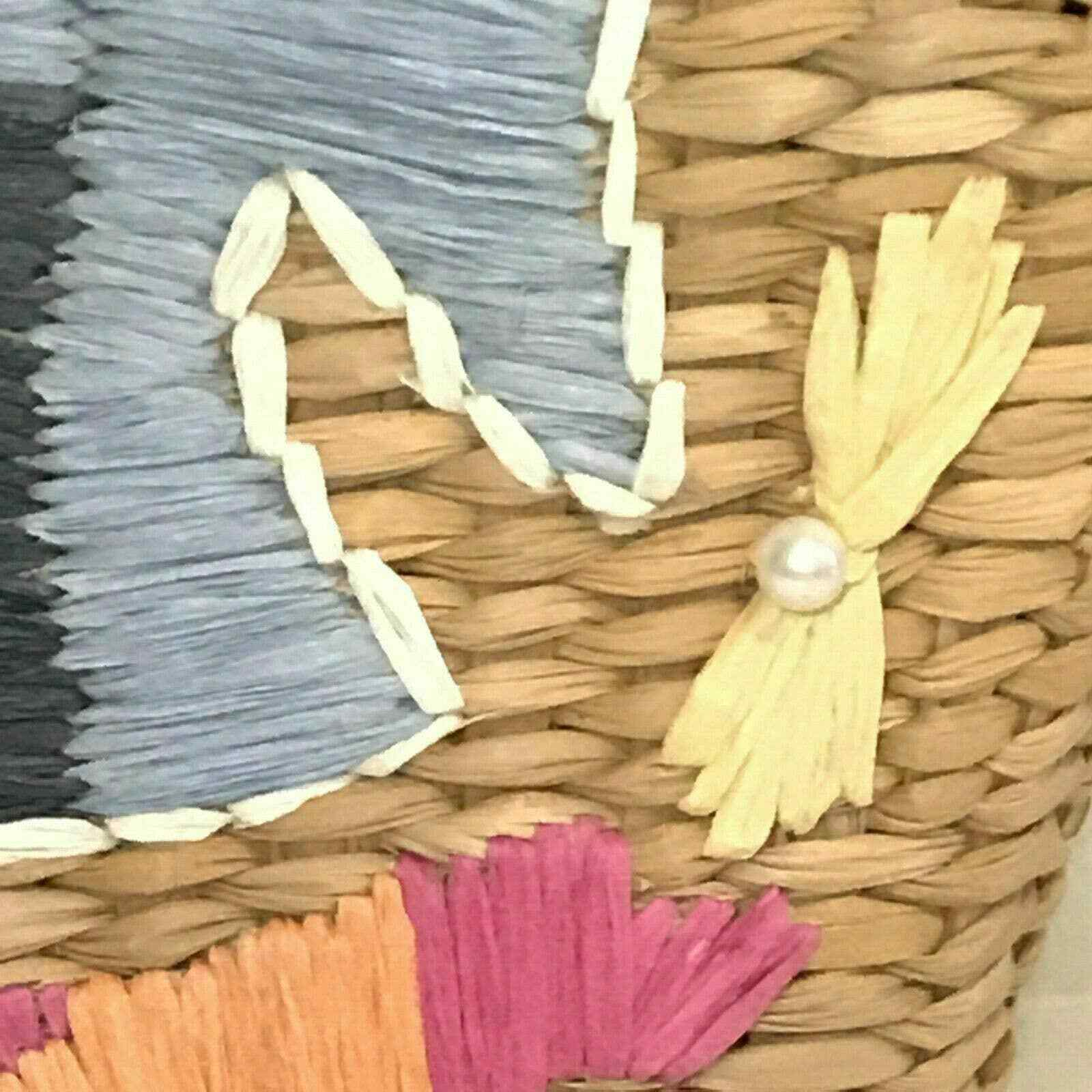 Straw Handbag Purse Ocean Fish Striped Inside Liner with Pockets 13 x 9 ...