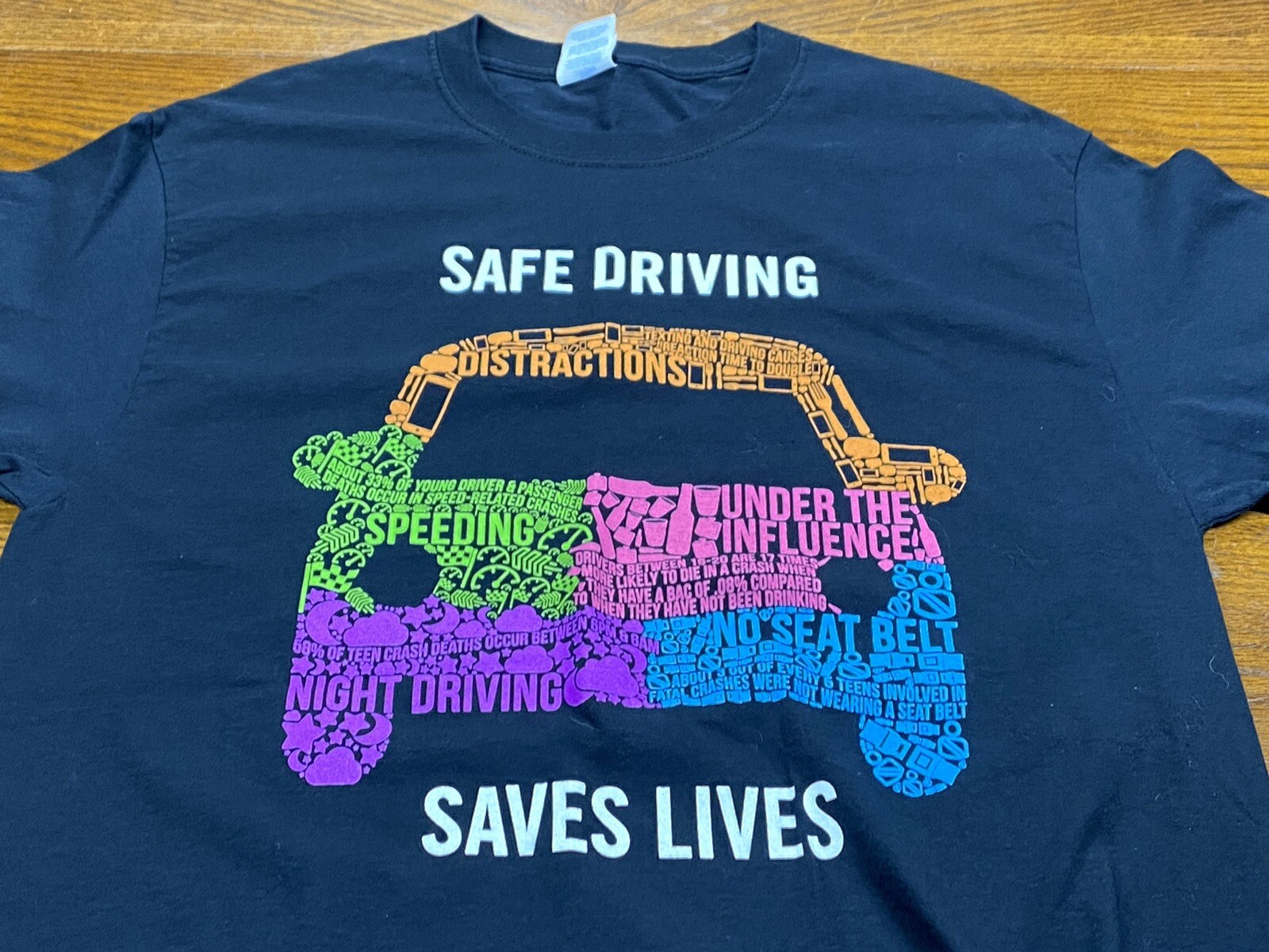 Safe Driving Saves Lives Car Crash Graphic Shirt Larg… - Gem