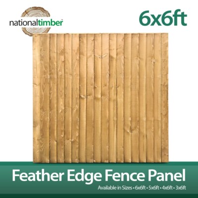 6 x 6ft Feather Edge Garden Fence Panels Heavy Duty 6x6 Closeboard ...