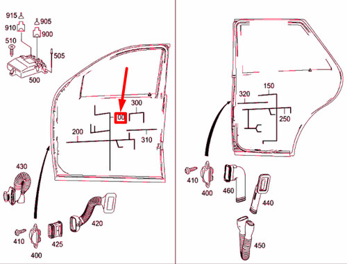 2006-2011 Mercedes-Benz MB ML W164 Front Right Door Electrical Wiring ...