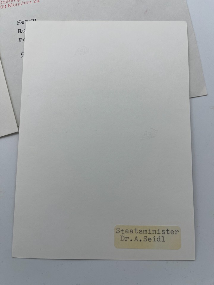 Autograph ALFRED SEIDL (†1993)-Politics GERMANY-NSDAP-Lawyer Rudolf Heß ...