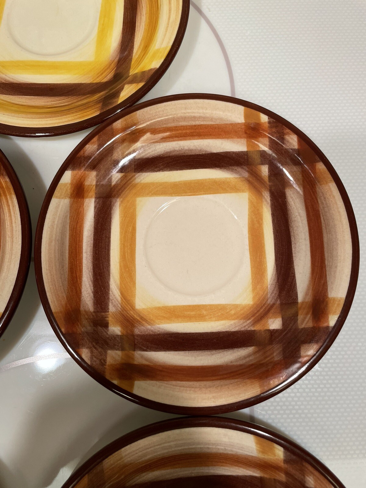 Vernon Kilns Vernonware Plaid Homespun Set of 5 Saucers Made in USA ...