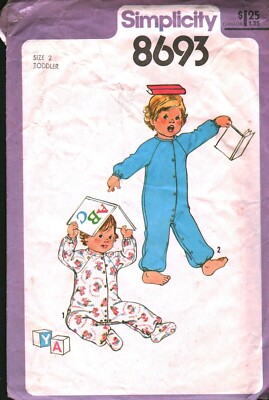 8693 Vintage Simplicity Sewing Pattern Girls Boys Toddler Snap Fastened ...