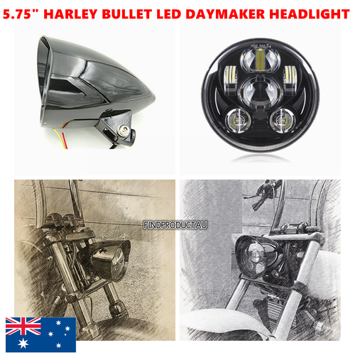 5.75" gloss black LED daymaker bullet headlight Harley breakout rocker ...