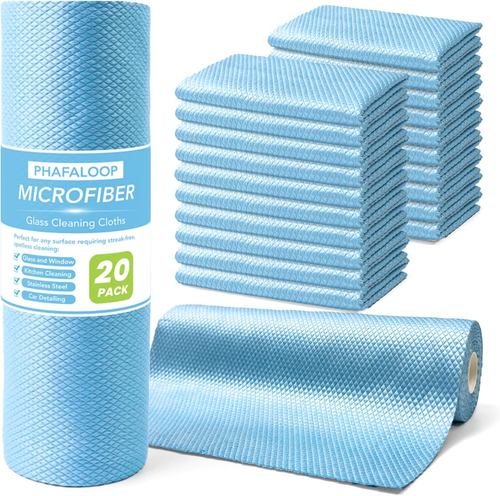 20 Pack Microfiber Glass Cleaning Cloth Roll Fish Scale Streak Free ...