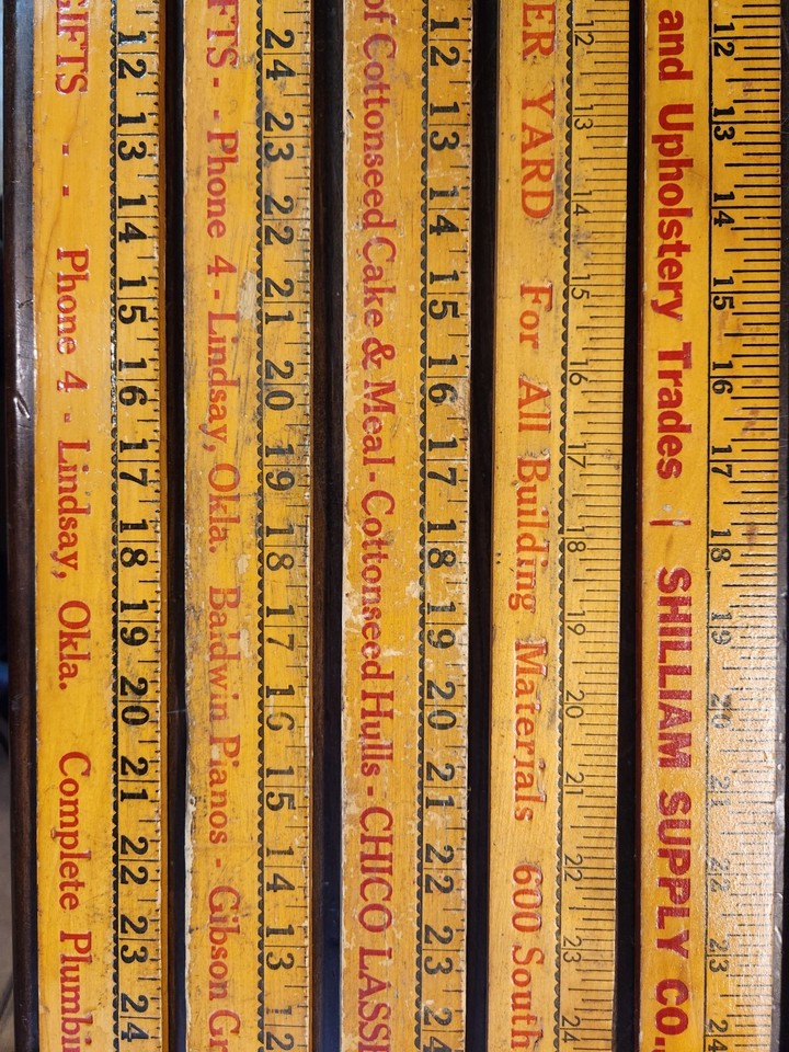LOT OF 11 Vintage Early 1900s Wood Yardsticks with Ads - 1-4 Digit ...