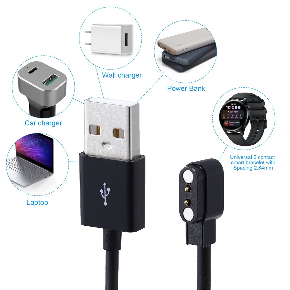 2 Pin Smart Watch Charging Cable Magnetic Charger Cable for Smart ...