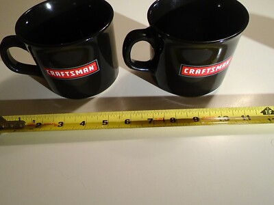 Set of 2 Craftsman Coffee Cups/Mugs by Designpac Black w/Logo clean d ...