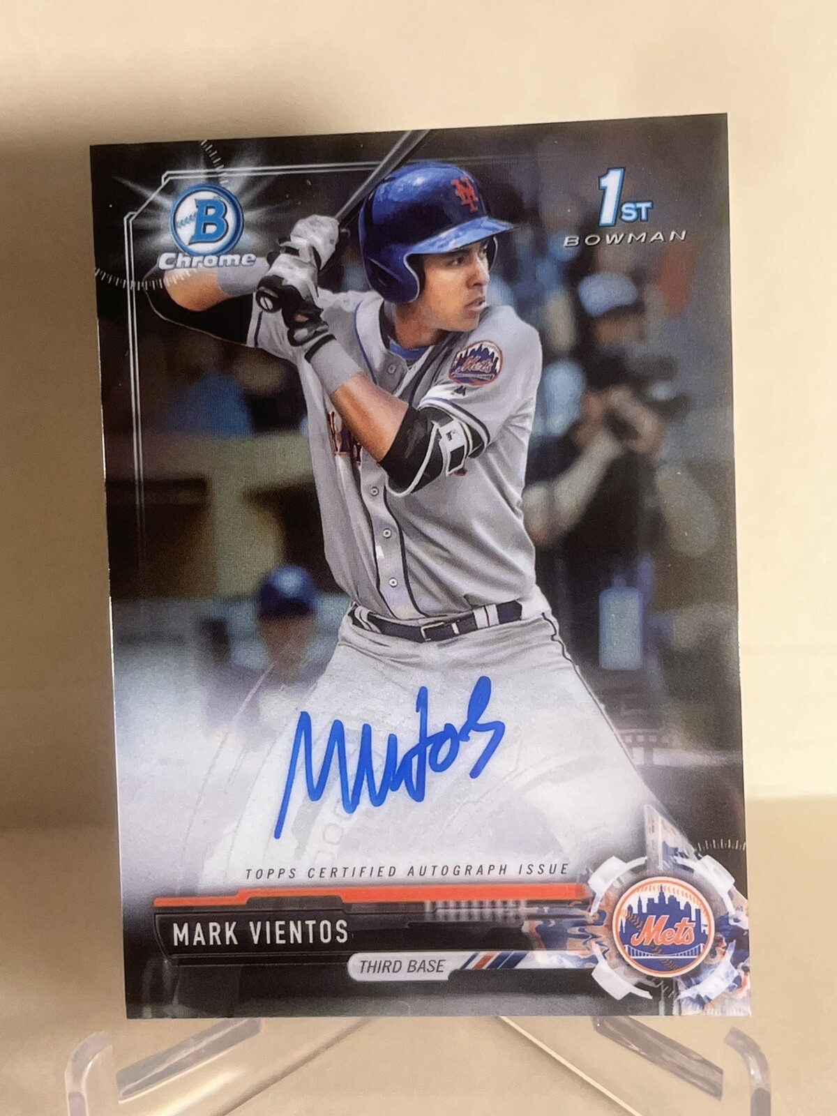 2017 Bowman Chrome Mark Vientos RC Auto Mets | eBay