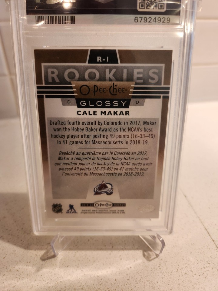 2019-20 O-Pee Chee Glossy Rookies Cale Makar GOLD Rookie Card MINT PSA ...