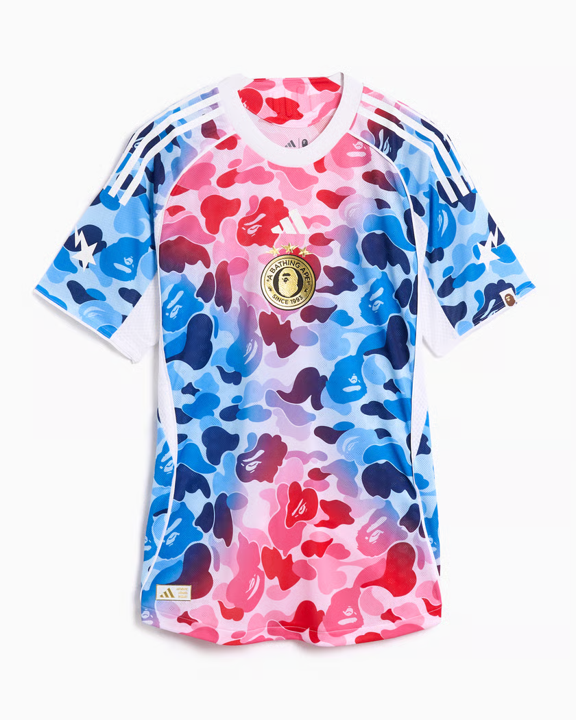 adidas Originals x BAPE Football Graphic Slim Jersey T-Shirt Camouflage ...