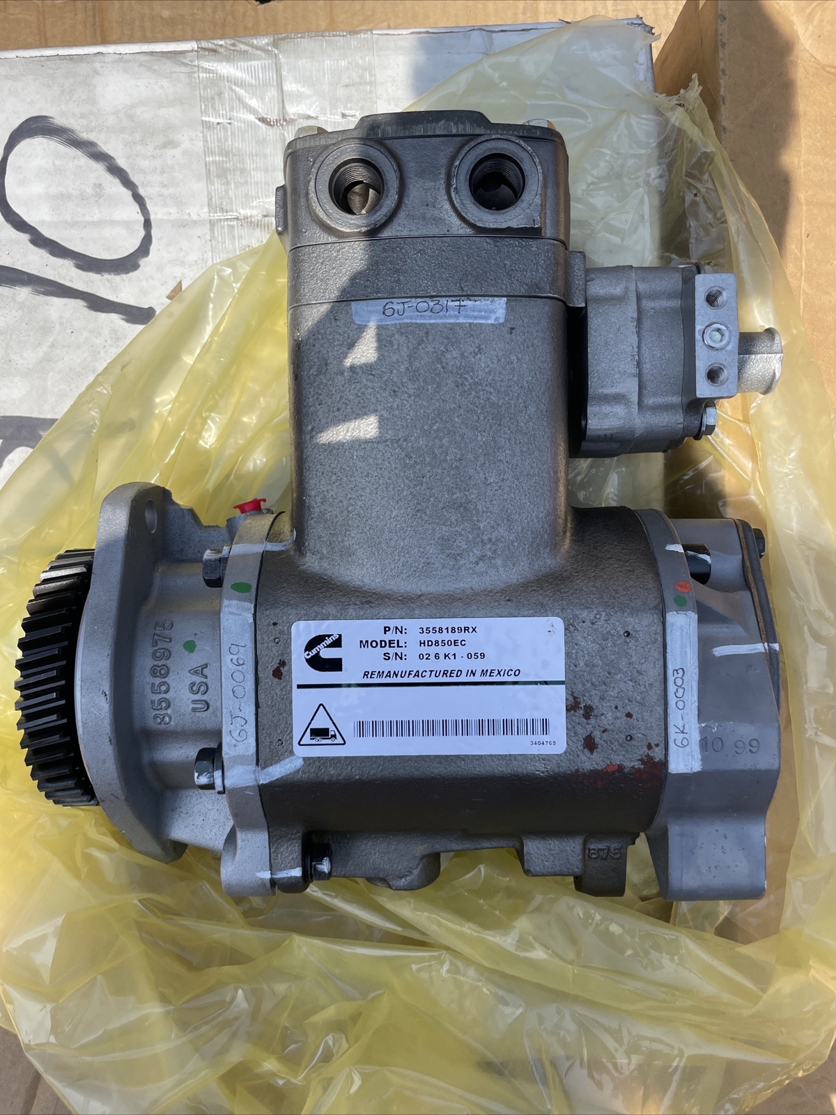 Cummins Reman 3558189RX Air Compressor HD850C Fits 8.3L QSC ISC New ...