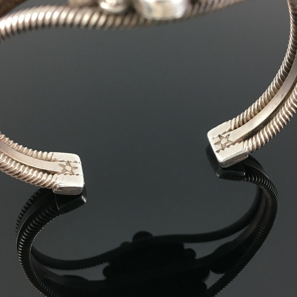 DAN SIMPLICIO - NATIVE AMERICAN ZUNI SILVER & TURQUOISE CLUSTER CUFF ...