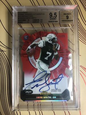 2013 GENO SMITH RC AUTO Topps Finest Red 25 Ref Die Cut Rookie ...