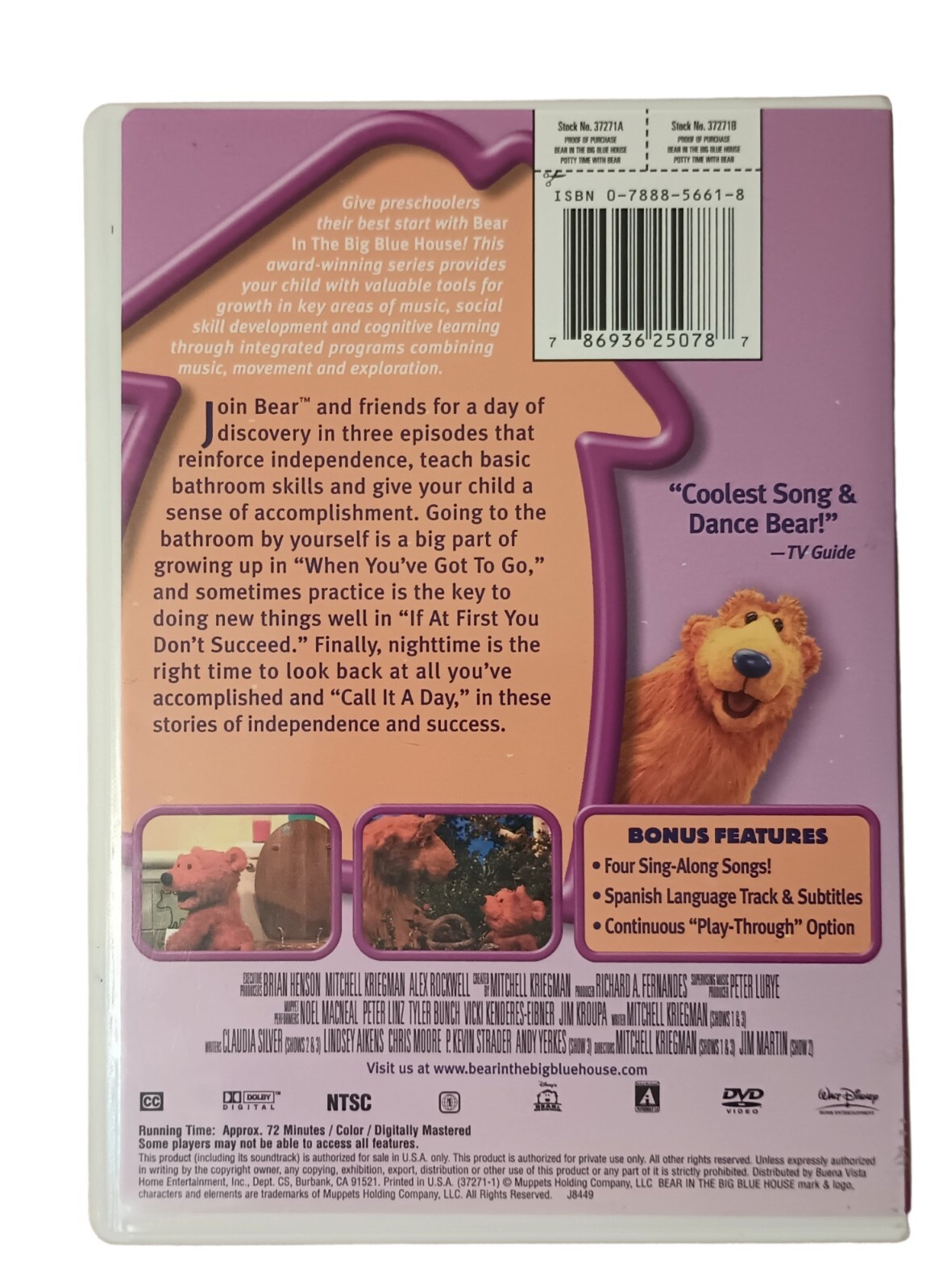 Playhouse Disney Bear In The Big Blue House DVD Potty Time With Bear ...
